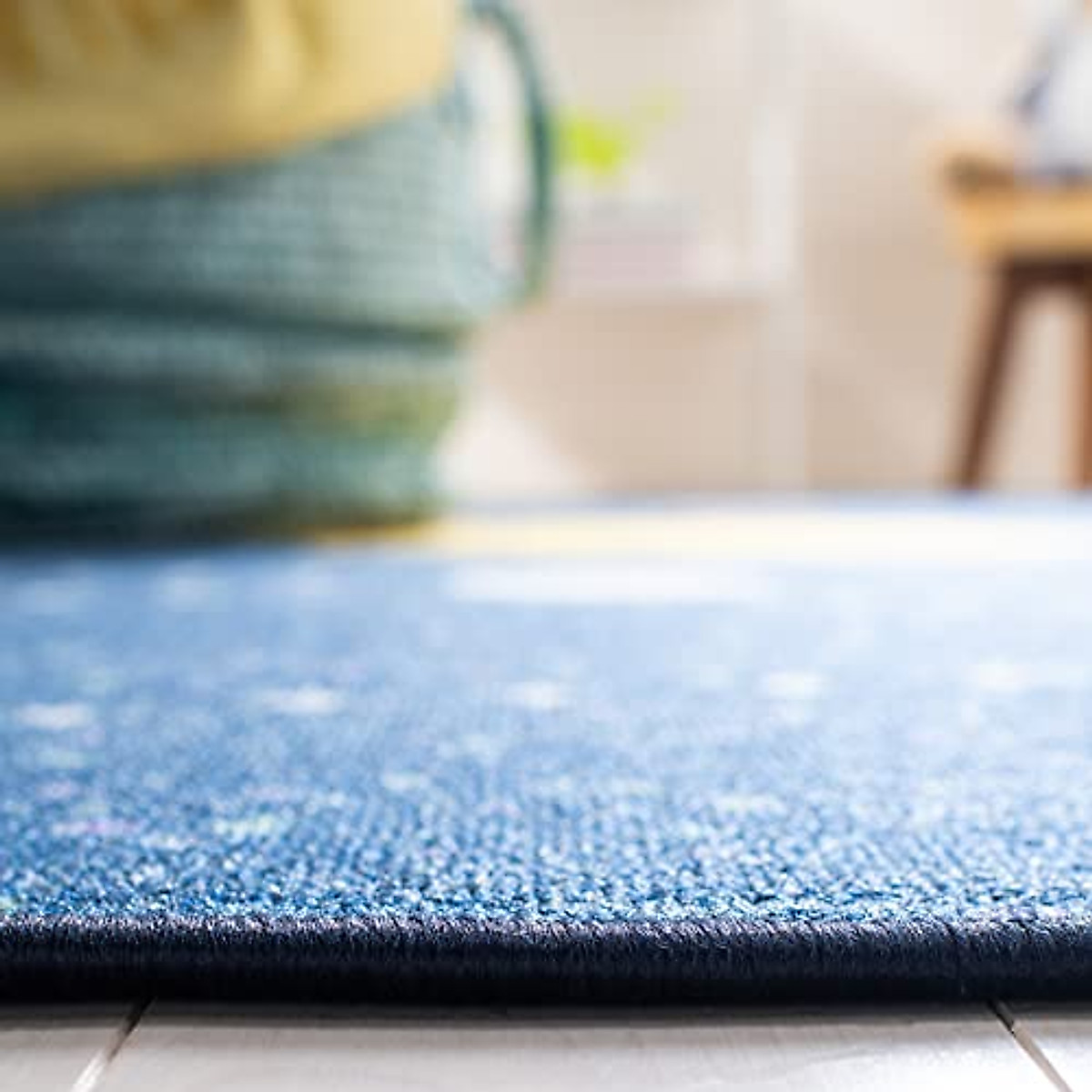 Safavieh Kids Playhouse Collection Machine Washable Slip Resistant 5'5" x 7'7" Navy/Gold KPH253N Outer Space Sun Playroom Nursery Bedroom Area Rug