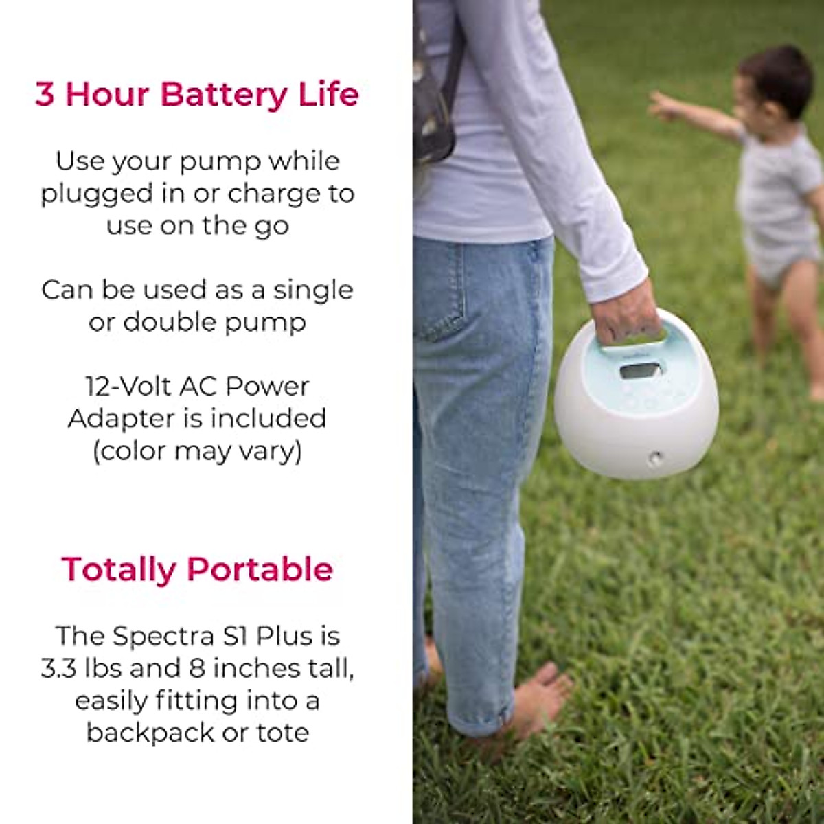 Spectra - S1 Plus Electric Breast Milk Pump with Tote Bag, Breast Milk Bottles and Cooler for Baby Feeding