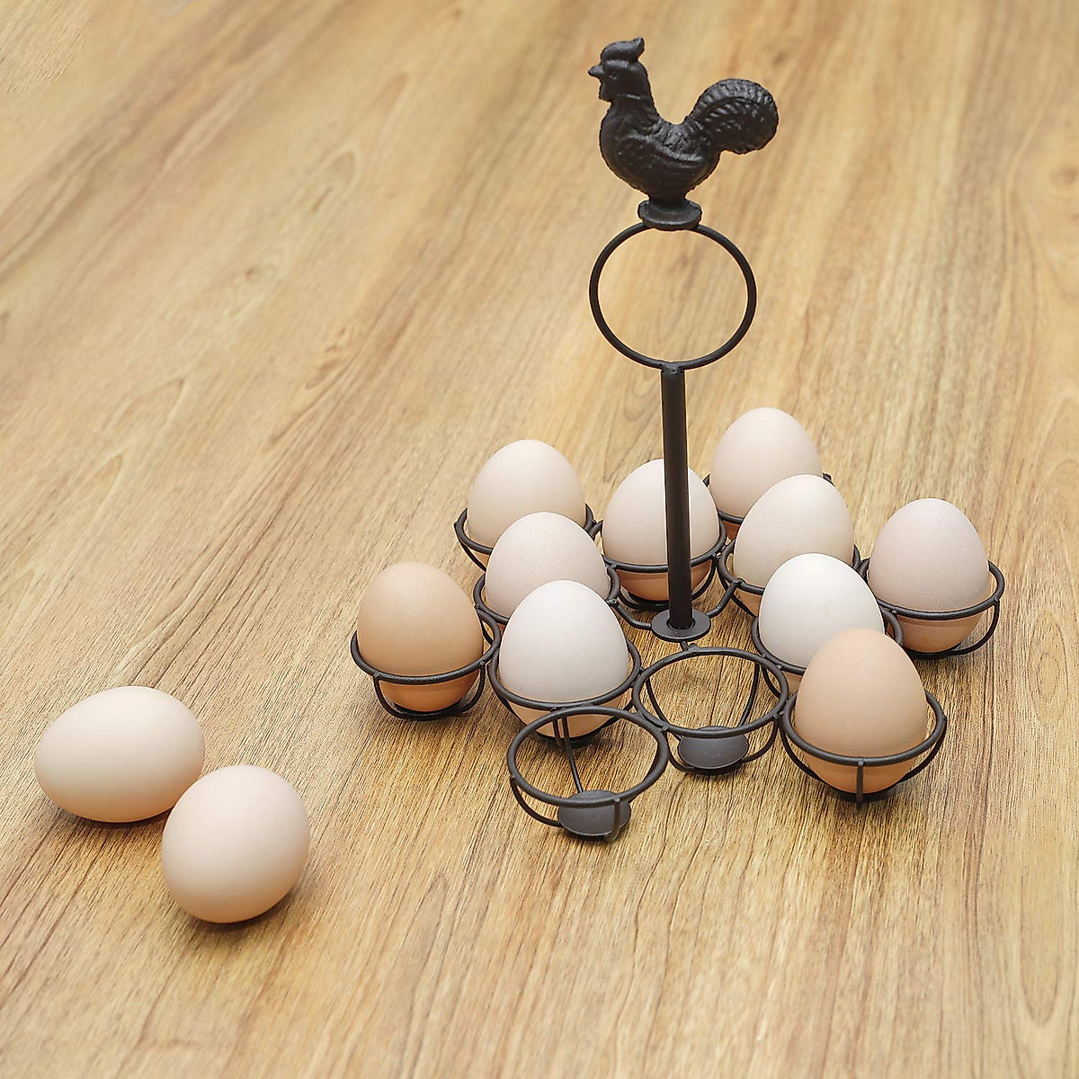 ChasBete Egg Holder Countertop Egg Storage, Egg Baskets for Fresh Eggs, Vintage Cast Iron Chicken Egg Basket, Hold up to 12 Eggs