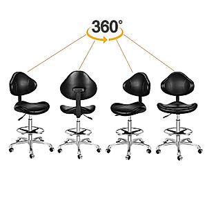 Kaleurrier Ergonomic Drafting Chair with Back Support,Multi-Functional Height Adjustable Swivel Rolling Stool,Multi-Purpose Home Office Desk Chair (White)