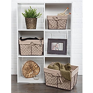 DII Farmhouse Chicken Wire Storage Baskets with Liner, Set of 3, Rustic Natural, Assorted Sizes