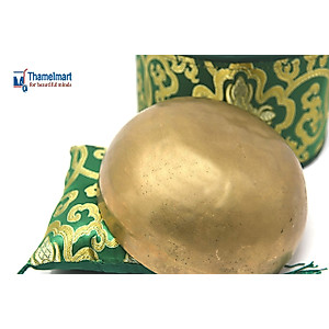 5.5" Superb Crown Chakra Tibetan Singing Bowl for Meditation, Sound Healing, Yoga & Sound Therapy. Made of 7 metals. Cushion Suede Leather Wooden Mallet, Box & Tingsha Included ~Nepal by Thamelmart.