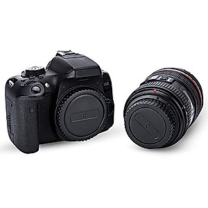 2 Pack JJC Body Cap Cover and Rear Lens Cap Kit for Canon EOS Rebel T6 T7 T5 T4i T5i T6i T6s T7i T8i SL1 SL2 SL3 60D 70D 77D 80D 90D 5D Mark II III IV 6D 7D & More Canon DSLR Camera with EF EF-S Lens
