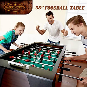 Soccer Foosball Table and Balls Set for Adults, Kids - Indoor Arcade Football Game Room Furniture 58 in Robot Style Players Bead Style Scorers Accessories Included, Brown Black