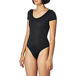 Danskin Women's Short-Sleeve Leotard, Black, Petite