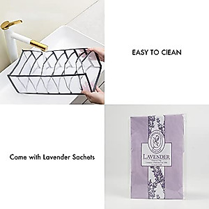 ARPEOTCY 3Pcs Wardrobe Clothes Organizer, Washable Clothes Organizer for Folded Clothes, Nylon Mesh Drawer Dividers for Clothes, T-shirt, Skirts, Jeans(9/7/7 Grid,Gray)