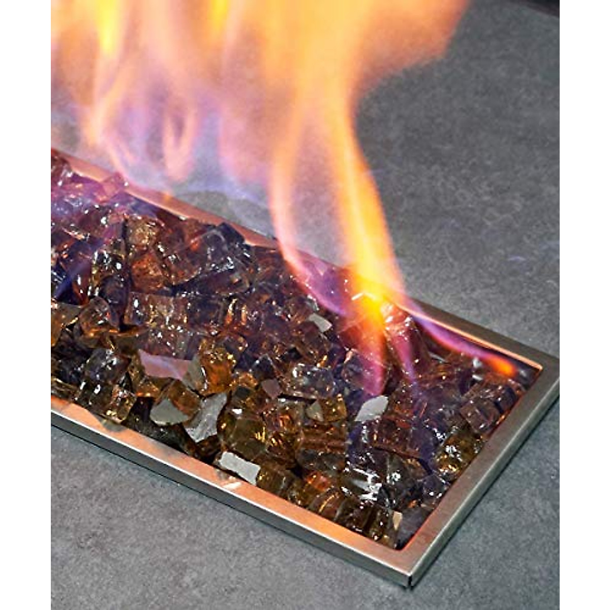 GASPRO 30 LB Fire Glass High Luster, 1/2inch Reflective Tempered Fire Glass in Cosmic Copper for Propane or Natural Gas Fire Pit or Fireplace