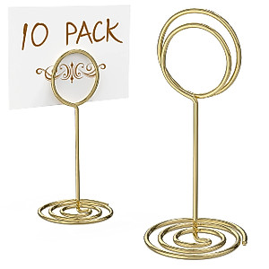 10 Pack Table Number Holders for Wedding - Gold Place Card Holder - Table Sign Holders - Picture - Photo Holders for Tables - Mini Table Number Stands Gold - Small Gold Table Number Holders Clip Stand