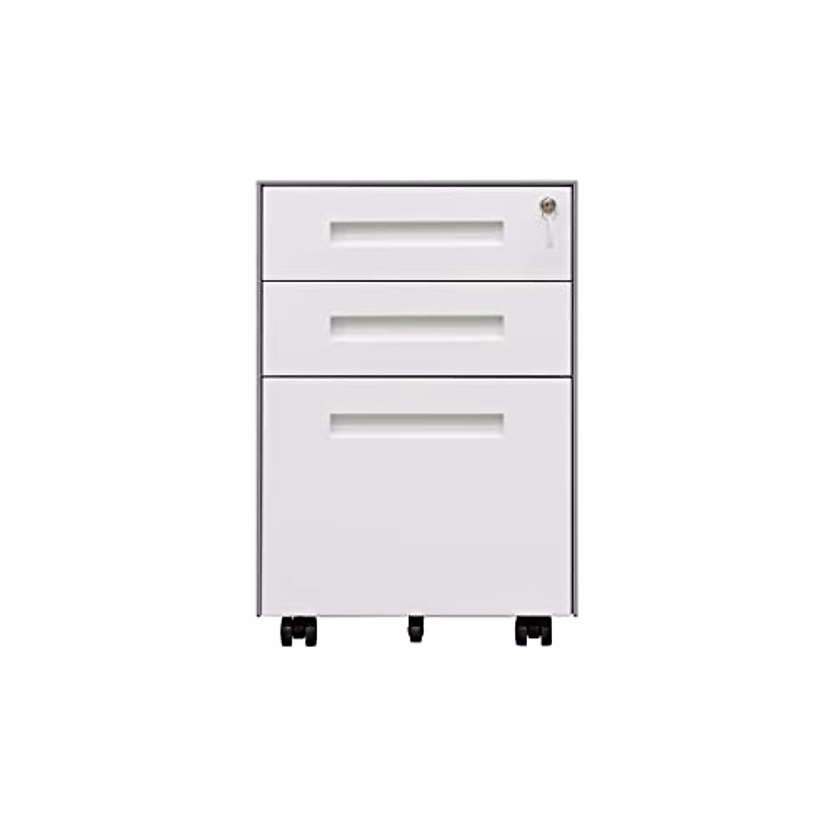 3-Drawer Mobile File Cabinet with Lock, Office Storage Filing Cabinet for Legal/Letter Size, Pre-Assembled Metal File Cabinet Except Wheels Under Desk (White+Gray)