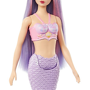 Barbie Mermaid Doll with Pink & Lilac Fantasy Hair & Headband Accessory, Toy with Shell-Inspired Bodice & Lavender Tail