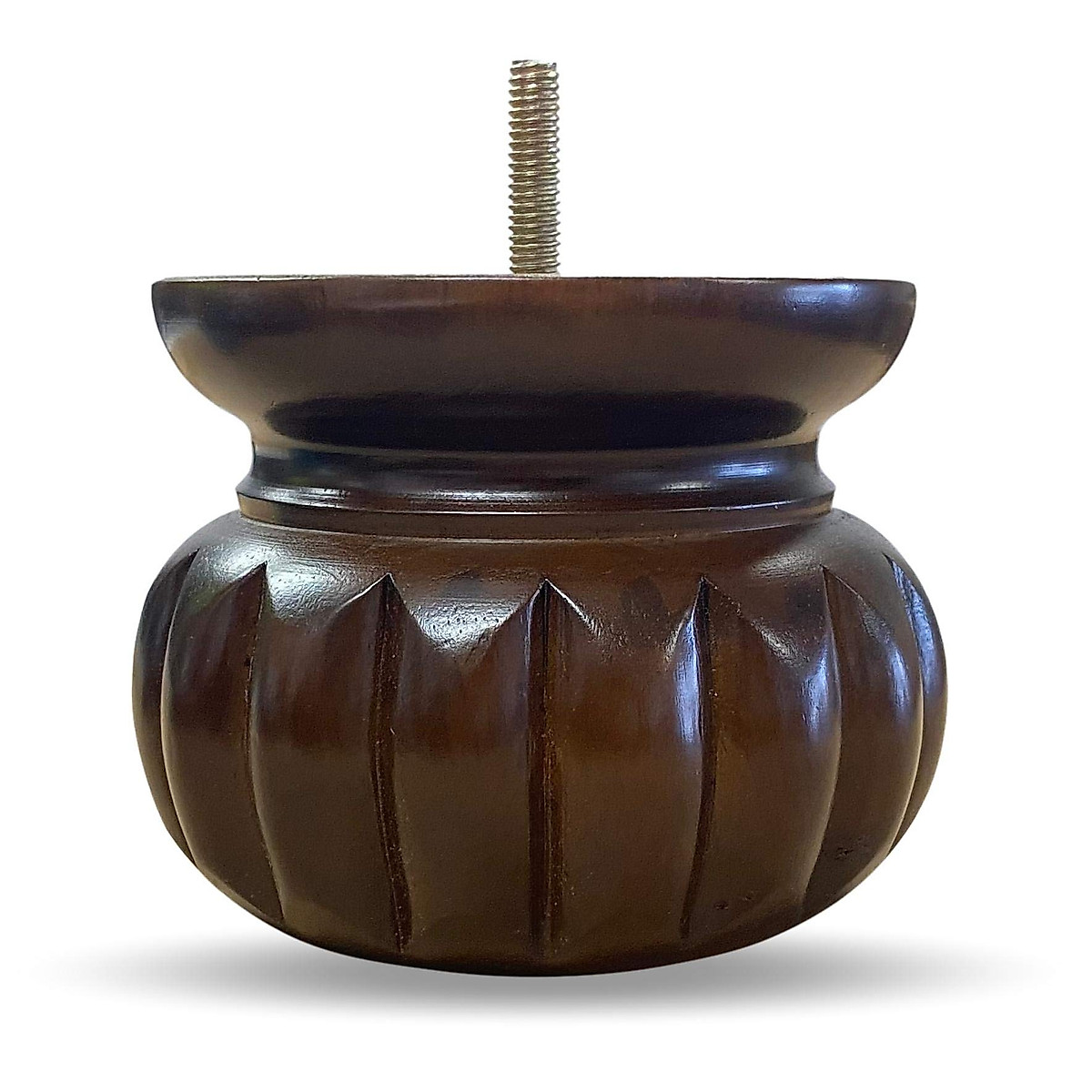 Elegent Upholstery 3-1/2" Turned Round Furniture Walnut Sofa/Couch/Ottoman Wood Bun Legs - Set of 4