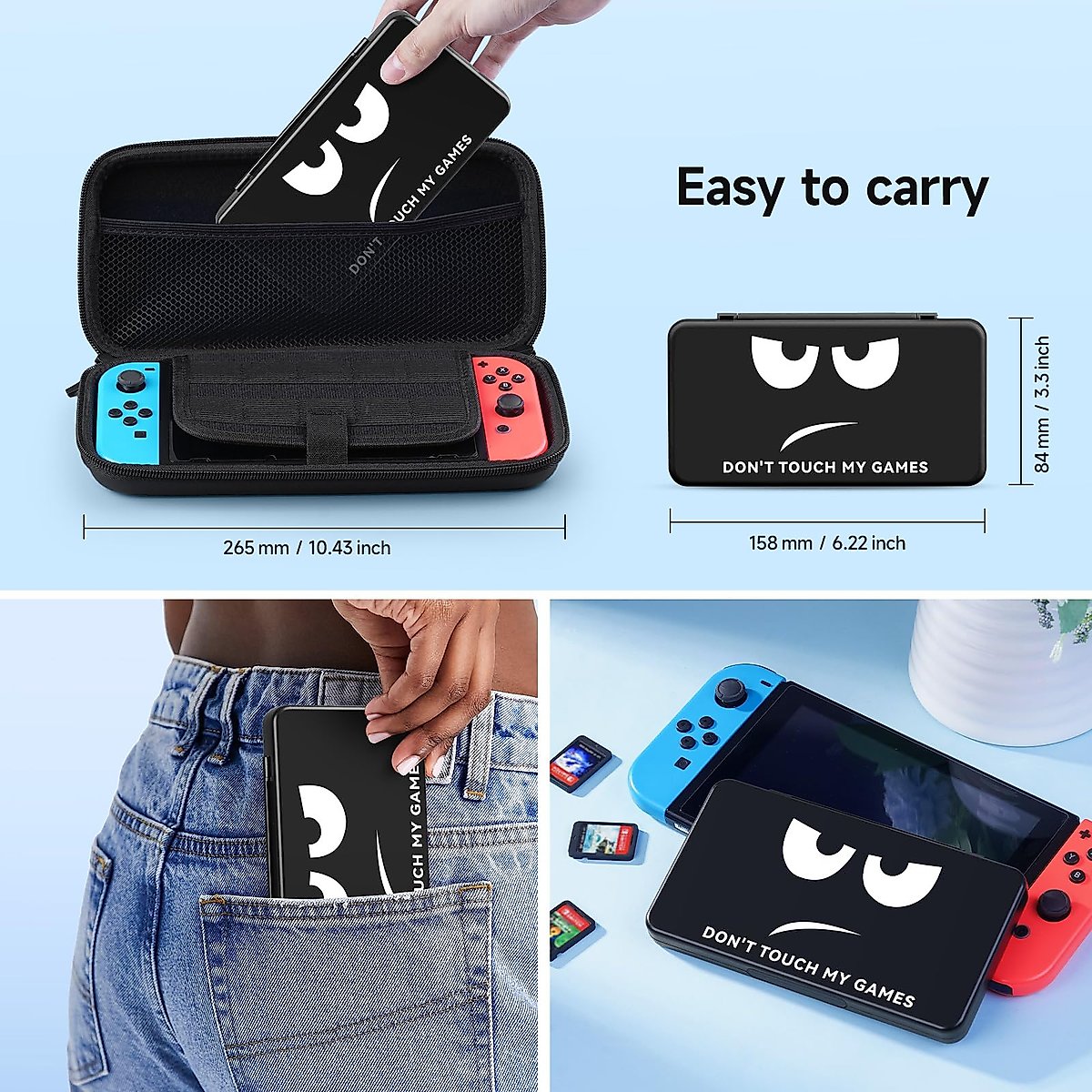JINGDU 24-Slot Switch Game Case for Nintendo Switch Games & Micro SD Cards, Hard Shell, Soft Lining, [Shockproof, Portable], The Switch Game Holder Suitable for NS, Lite & OLED Games, Not Touch