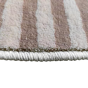 Lacomfy Modern Rug 4Ft Round Contemporary Abstract Rug Geometric Area Rug Carpet for Bedroom Nonslip Circle Rugs Artistic Faux Wool Rug 4’x4’ Shaggy Farmhouse Rug for Living Room Dorm Decor, Coffee