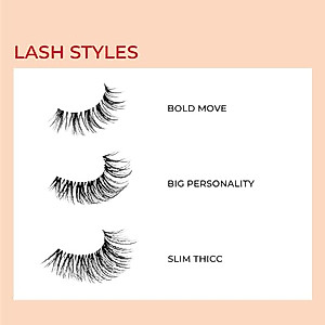 KISS My Lash But Bolder, False Eyelashes, Big Personality', 14 mm, Includes 1 Pair, Contact Lens Friendly, Easy to Apply, Reusable Strip Lashes, Glue-On