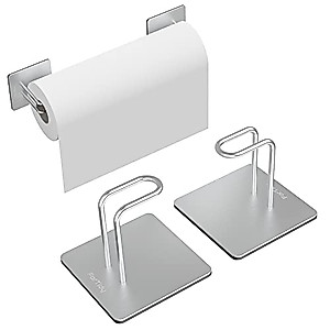 FORTIDY Magnetic Paper Towel Holders Wall Mount or Under Cabinet - Garbage Bag Dispenser, Hanging Paper Towel Holder for Bathroom, Kitchen and Fridge, Stainless Steel, No Drilling, Reusable, 1-Pair