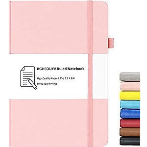 BGHEOUYV Notebook Journal, College Ruled Notebook Lined A5 160 Pages,Hard Cover Journals for Writing, Notebooks for Work Office School Women Men,5.7 inches x 8.4 inches(Pink)