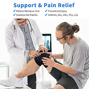 ABYON Knee Braces for Knee Pain,Adjustable Maximum Knee Support for Men and Women with Side Stabilizers & Patella Gel Pad for Meniscus Tear, Arthritis, Joint Pain Relief and Fast Recovery