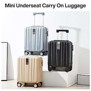 Hanke 14 Inch Underseat Carry On Luggage with Wheels Hard Shell Suitcases Carry On Bag Lightweight Small Mini Suitcase Tsa Luggage for Travel Christmas Gifts for Birthday（Cuba Sand）