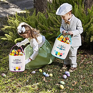 3 Pcs Easter Baskets for Kids - Easter Egg Bags Easter Candy Egg Hunt Basket Cute Rabbit Tote Bag for Kids Easter Decorations Eggs Candy