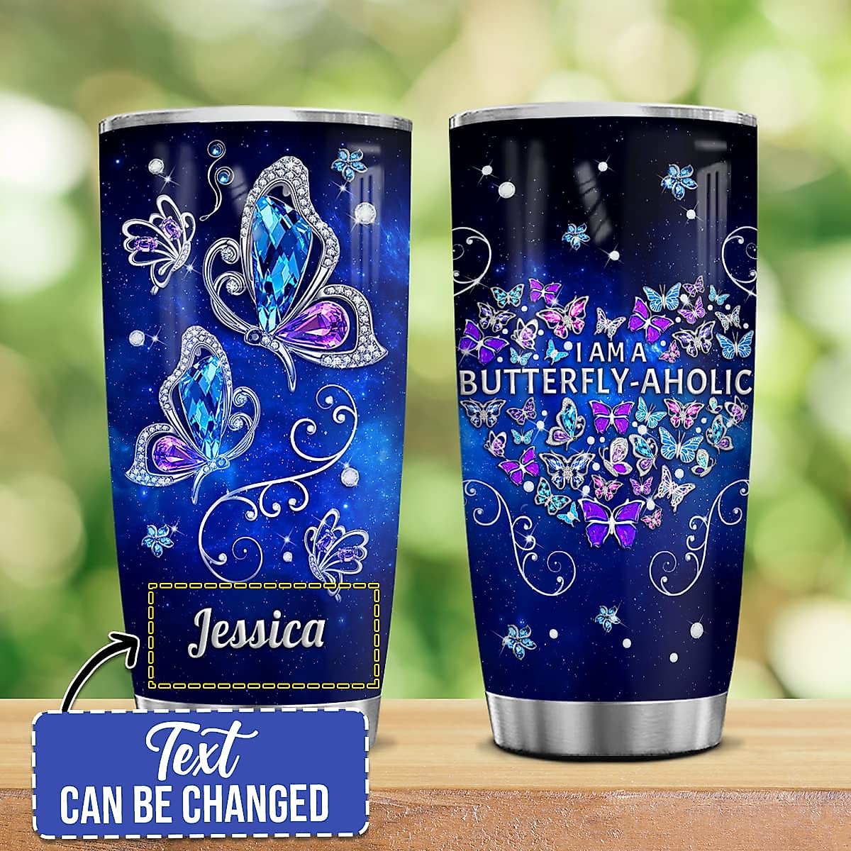 Wassmin Personalized Butterfly Stainless Steel Vacuum Insulated Tumbler With Lid - Custom Name Tumbler 20 Oz 30 Oz Double Walled Insulated Coffee Cup for Gym Fitness Travel