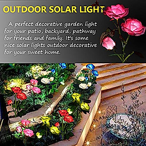 CN-Porter Solar Flower Lights, Solar Garden Stake Lights Outdoor Waterproof Solar Rose for Patio, Lawn, Garden, Yard Decoration