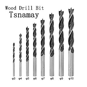 Tsnamay 7mm Wood Drill Bit 3 Point Woodworking Drill 5pcs