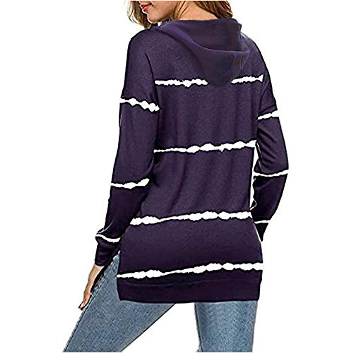 BXzhiri Striped Full Zip Long Sleeve Lightweight Sweatshirts for Women Jacket Coat Lightweight Sweatshirts