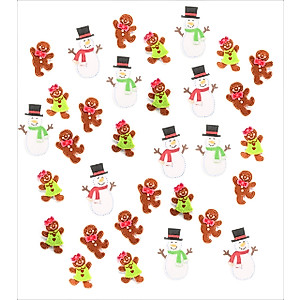 Christmas Holidays Felties Felt Snowmen & Gingerbread Stickers - 10pc Snowmen Stickers & 22pc Gingerbread Stickers - for Christmas Arts & Crafts, Stocking Stuffers, & More! - Bundle of 2-Items