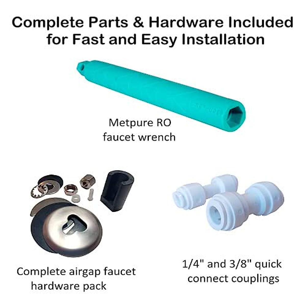 Metpure RO Faucet Reverse Osmosis Drinking Water Air Gap Filtration System Water Dispenser Spout (Chrome) with Pre-Inserted Tubing and Faucet Wrench RO-FW148