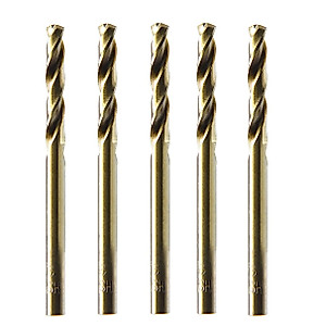 MAXTOOL 7/64" 5pcs Identical Screw Machine Drills HSS M42 Cobalt Twist Stub Drill Bits Fully Ground Golden Straight Shank Short Drills; SMF42G10R07P5