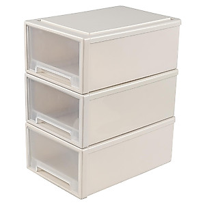 Neadas 13 Quarts 3 Packs Plastic Stacking Storage Drawers, Plastic Storage Drawer Unit