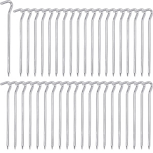 40PCS Aluminum Tent Stakes + 8PCS 12 inch Steel Tent Stakes Heavy Duty Tent Pegs