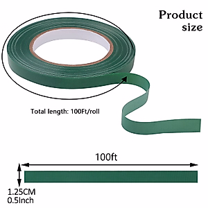 Prudiut 2 Roll Green Floral Tape Waterproof Florist Tape, 1/2" Wide Flower Wrap Tape Floral Tape for Fresh Flower Bouquet Wrap Flower Arrangements Crafts (100Ft/33.4 Yd)