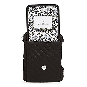 Vera Bradley Women's Cotton Mini Hipster Crossbody Purse With RFID Protection, True Black, One Size