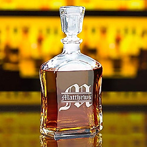 Personalized Whiskey Decanter, Custom Engraved Liquor Decanter - 23 Oz