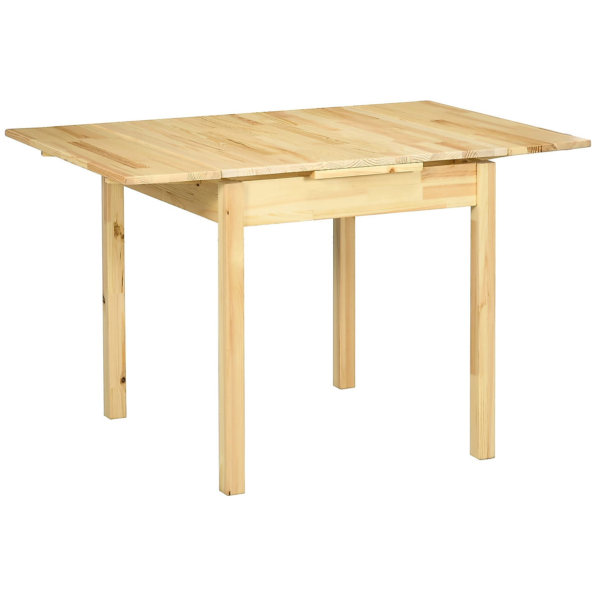HOMCOM Folding Dining Table with Pine Wood Frame, Drop Leaf Tables for Small Spaces, Foldable Kitchen Table for Dining Room, Natural