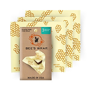 Bee's Wrap - Medium 3 Pack - Made in The USA with Certified Organic Cotton - Plastic and Silicone Free - Reusable Eco-Friendly Beeswax Food Wraps - Medium (10" x 11")
