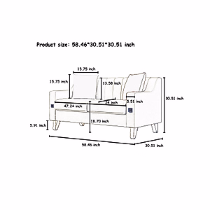 VLUOO 58” Velvet Pink Sofa Couch with Gold Accents, 2-Seat Modern Velvet Loveseat Sofa with Plush Cushions, Perfect for Living Room and Office