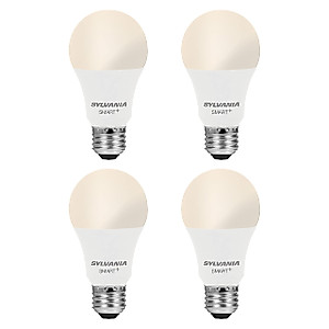 SYLVANIA Wifi LED Smart Light Bulb, 60W Equivalent Dimmable Soft White A19, Compatible with Alexa and Google Home Only - 4 Pack (75672)