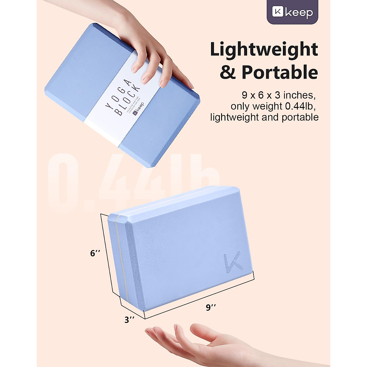 KEEP Yoga Block, High-Density EVA Foam 2 Pack Yoga Block with Non-Slip Textured Surface, Supportive, Lightweight - Ideal for Yoga, Pilates, and Stretching Exercises