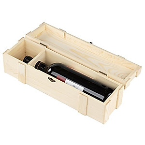 Juvale Wooden Wine Box - Single Wine Bottle Wood Storage Gift Case, Hinged with Clasp Box for Birthday Party, Housewarming, Wedding, Anniversary (13.82 x 3.98 x 3.94 in)