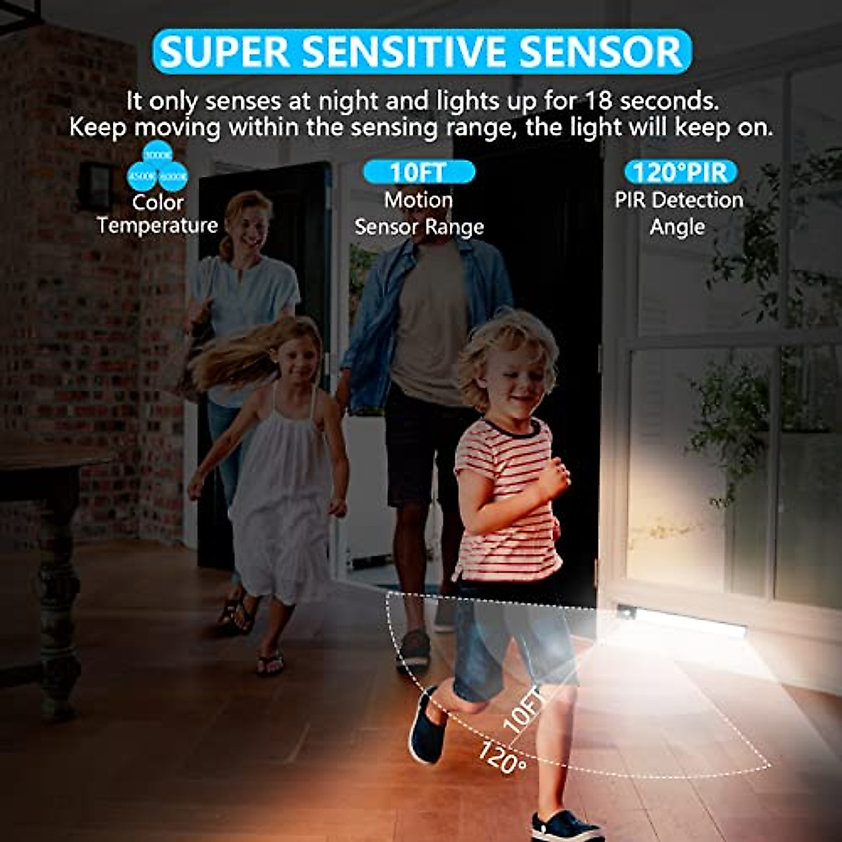 pinci 126 LED Under Counter Closet Lighting,Motion Sensor Cabinet Light,Magnetic Motion Activated Light,Wireless Dimmable Rechargeable Night Lights with Hand-Wave Sensor for Kitchen,Wardrobe,Kitchen…