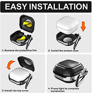 HALLEAST for Galaxy Buds 2 Pro Case 2022/ Galaxy Buds 2 Case 2021/ Galaxy Buds Pro Case 2021/ Galaxy Buds Live Case 2020, TPU Cover Metal Alloy Carrying Case with Carabiner, Black Graphite