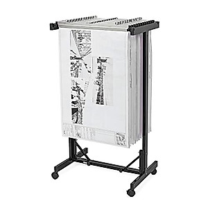 Adir Mobile Blueprint Storage - Horizontally Adjustable Vertical Poster Display Rack/Plans Holder - File Organizer Stand for Home, Office (Black)