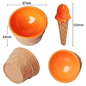 Jaquiain 6Pcs Ice Cream Bowl Set Ice Cream Spoon Bowl Set Children Bowl