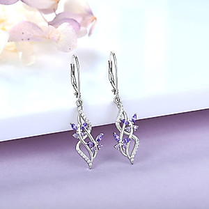 JO WISDOM Women Infinity Butterfly Earrings,925 Sterling Silver Dangle & Drop Earrings with 5A Cubic Zirconia June Birthstone Amethyst Color