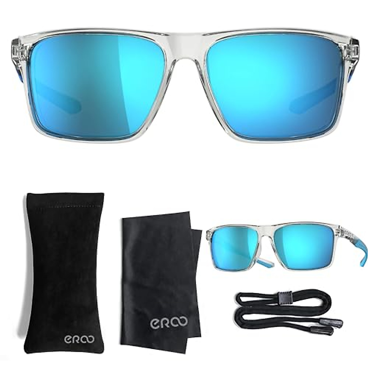 EAZYRUN ER00 P1A HD retangle Sky blue Polarized Driving Sunglasses for Women Men