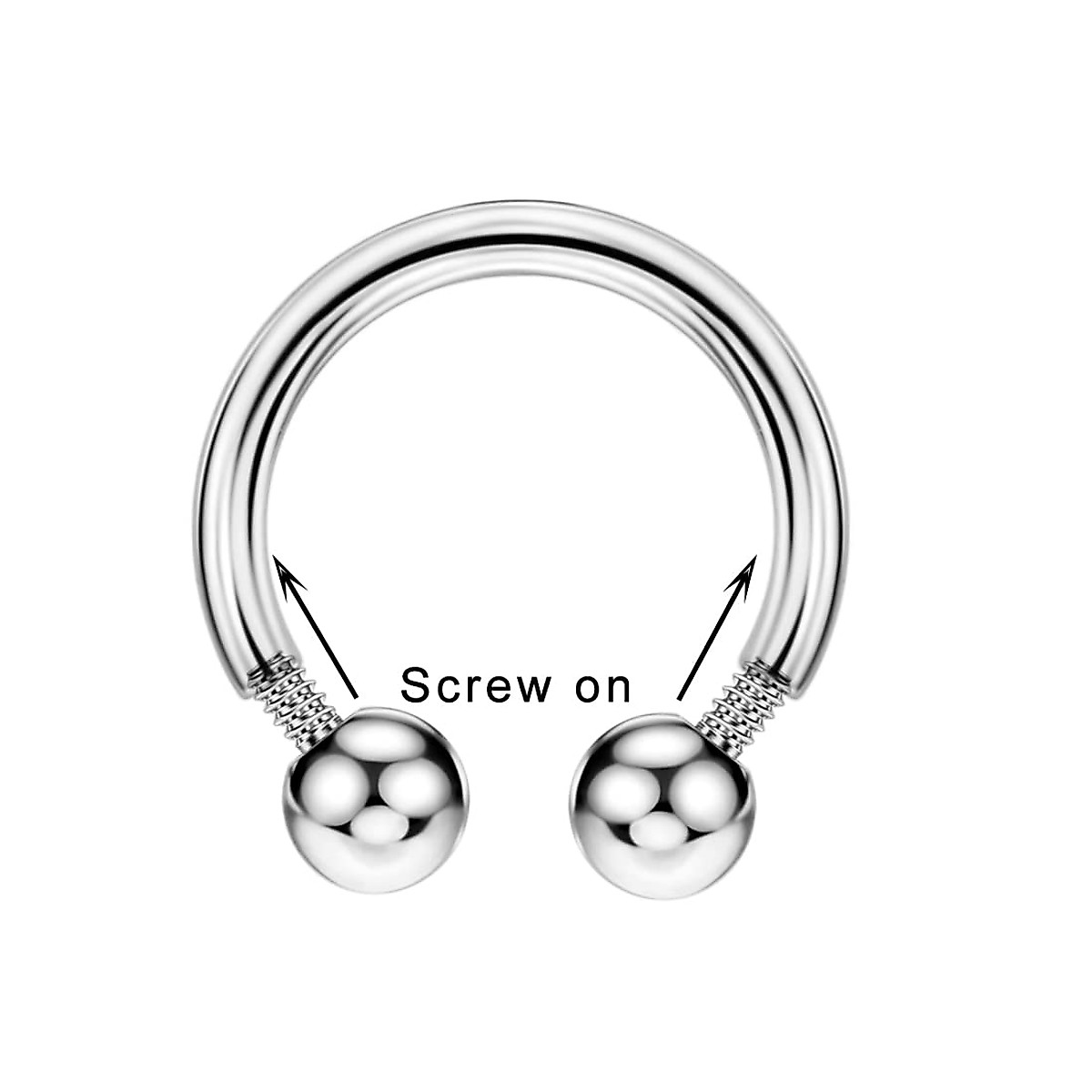 316L Surgical Steel Septum Rings for Women Septum Jewelry 16g 8mm Ear Piercing Earrings Horseshoe Circular Barbell with Internally Threaded Balls 16 Gauge Piercing Jewelry for Daith Helix Tragus Lip