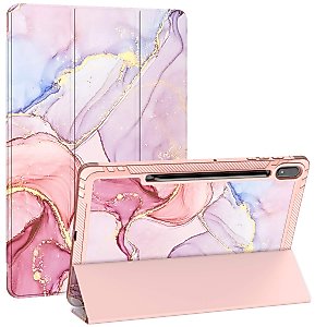 PIXIU Folio Case for Samsung Galaxy Tab S8 Plus /S7 Plus /S7 FE 12.4 inch with S Pen Holder,Trifold Stand PU Lleather Smart Cover with Auto Wake/Sleep Feature Purple Marble