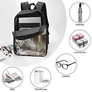 Real Tree Camouflage Deer 17 Inches Unisex Laptop Backpack Lightweight Shoulder Bag Travel Daypack